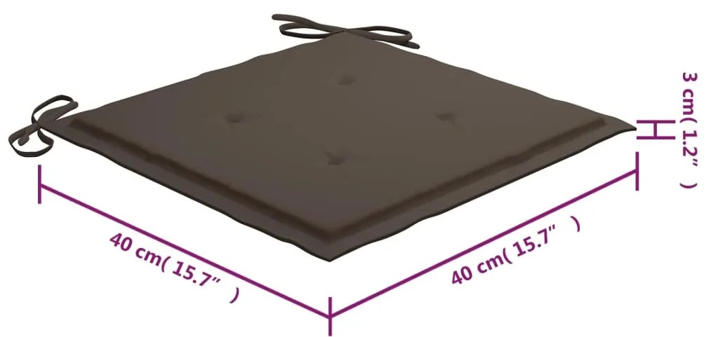 vidaXL Marketos Zahradní židle s šedohnědými poduškami 4 ks masivní teak