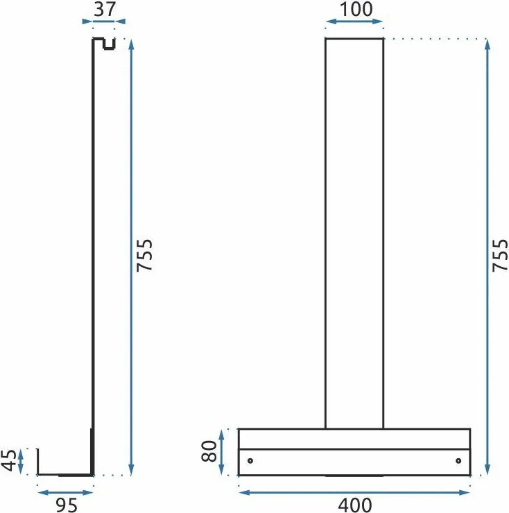 Rea Tori, koupelnová závěsná polička 40x9,5x75,5 cm, ocelová, REA-85002