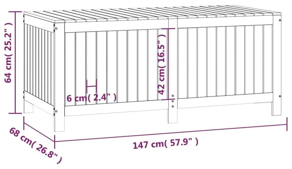 Petromila Zahradní úložný box 147 x 68 x 64 cm masivní borové dřevo