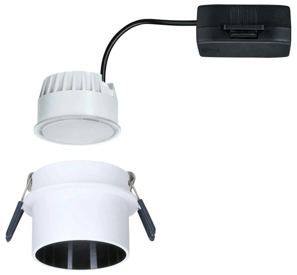Paulmann 93376 LED Gil, bodovka v bílo-černé úpravě, 1x6,5W LED 2700K tříkrokové stmívání, prům. 6,8cm, IP44