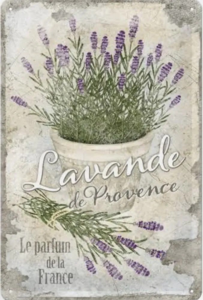 Plechová retro cedule Levande de Provence levandule