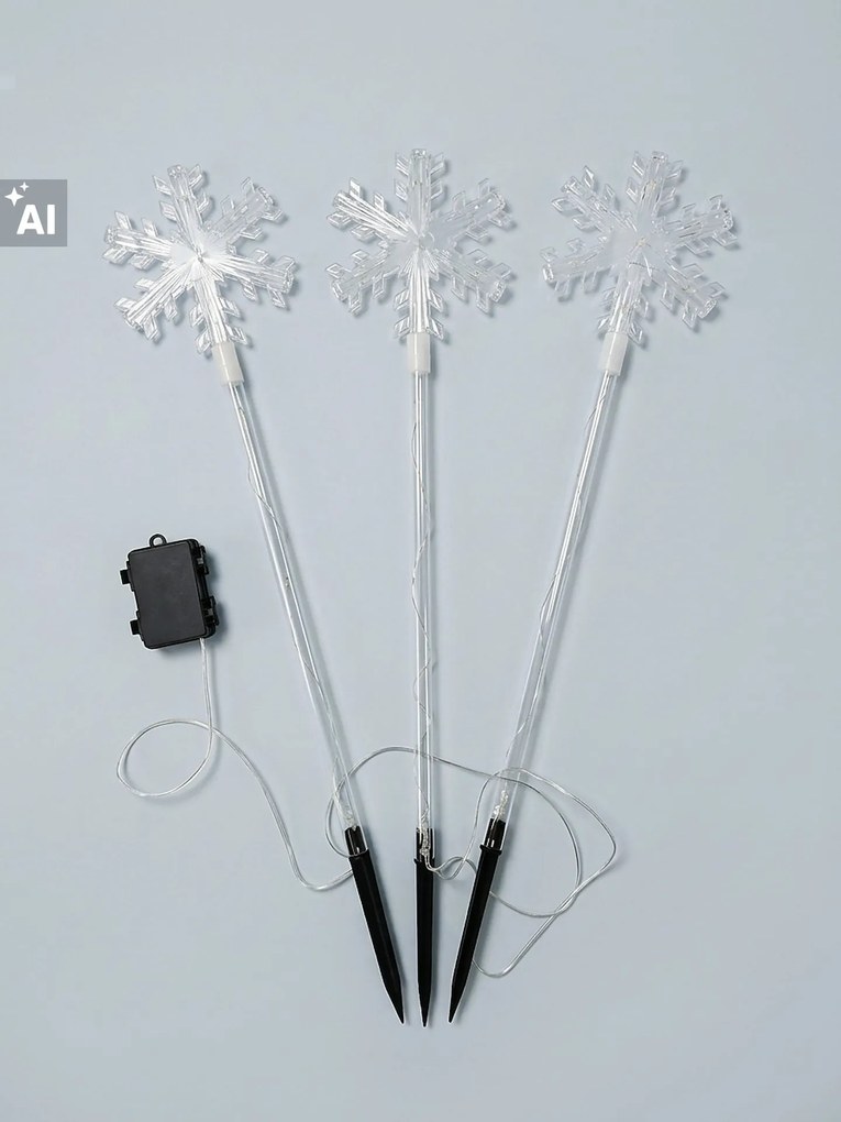 Sinsay - Sada zapichovacích LED zahradních světel s motivem hvězdičky 3 pack - krémová