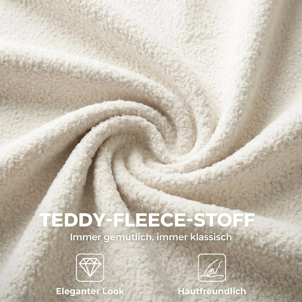 HOMCOM polohovatelné kancelářské křeslo s teddy fleece, otočné kolečka, náklon – nosnost 120 kg, křeslo ke toaletnímu stolku/do ložnice – krémové