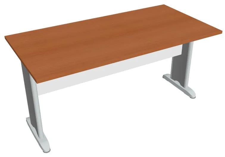 Stůl jednací rovný 160 cm - Hobis Cross CJ 1600 Dekor stolové desky: třešeň, Dekor lamino podnože: bílá, Barva nohou: Stříbrná