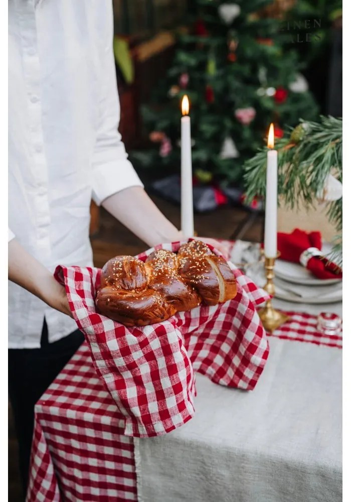 Lněná utěrka 45x65 cm Red Gingham – Linen Tales