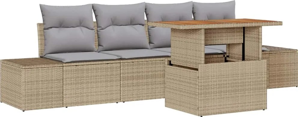 Sada zahradních pohovek 5 ks Beige a šedá 3349895