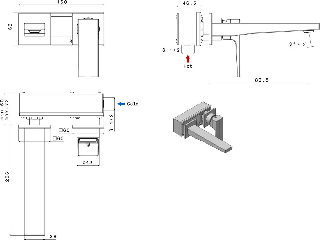 Sapho Dimy DM018 umyvadlová baterie podomítková dvouprvková chrom