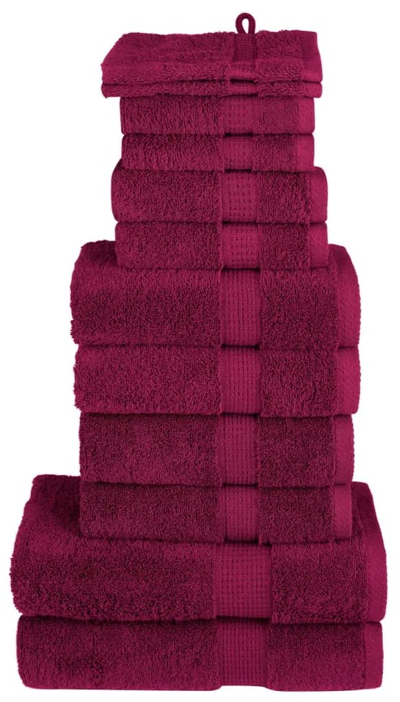 12dílná sada ručníků Premium SOLUND bordó 600 g/m² 137573