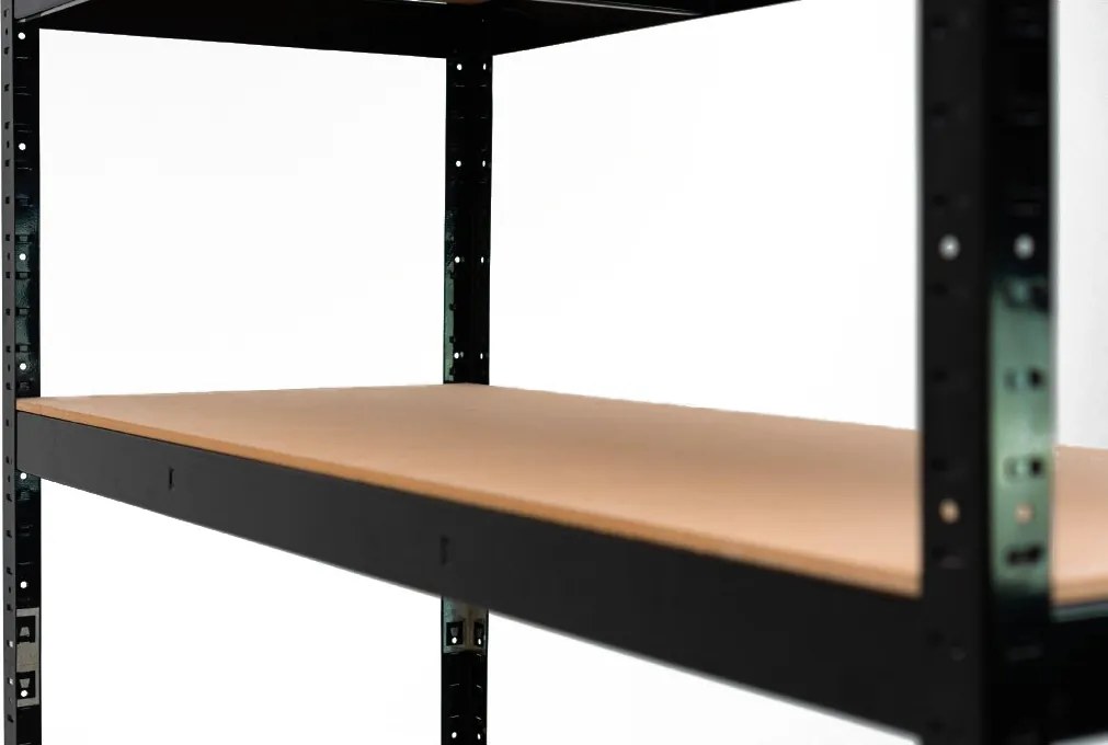 Fistar Regál 200x90x40 cm lakovaný 5-policový, nosnost 875 kg - ČERNÝ