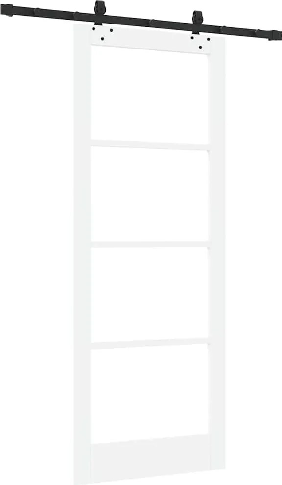 Posuvné dveře Bílá 83 x 211 cm Masivní borové dřevo a sklo 3332280