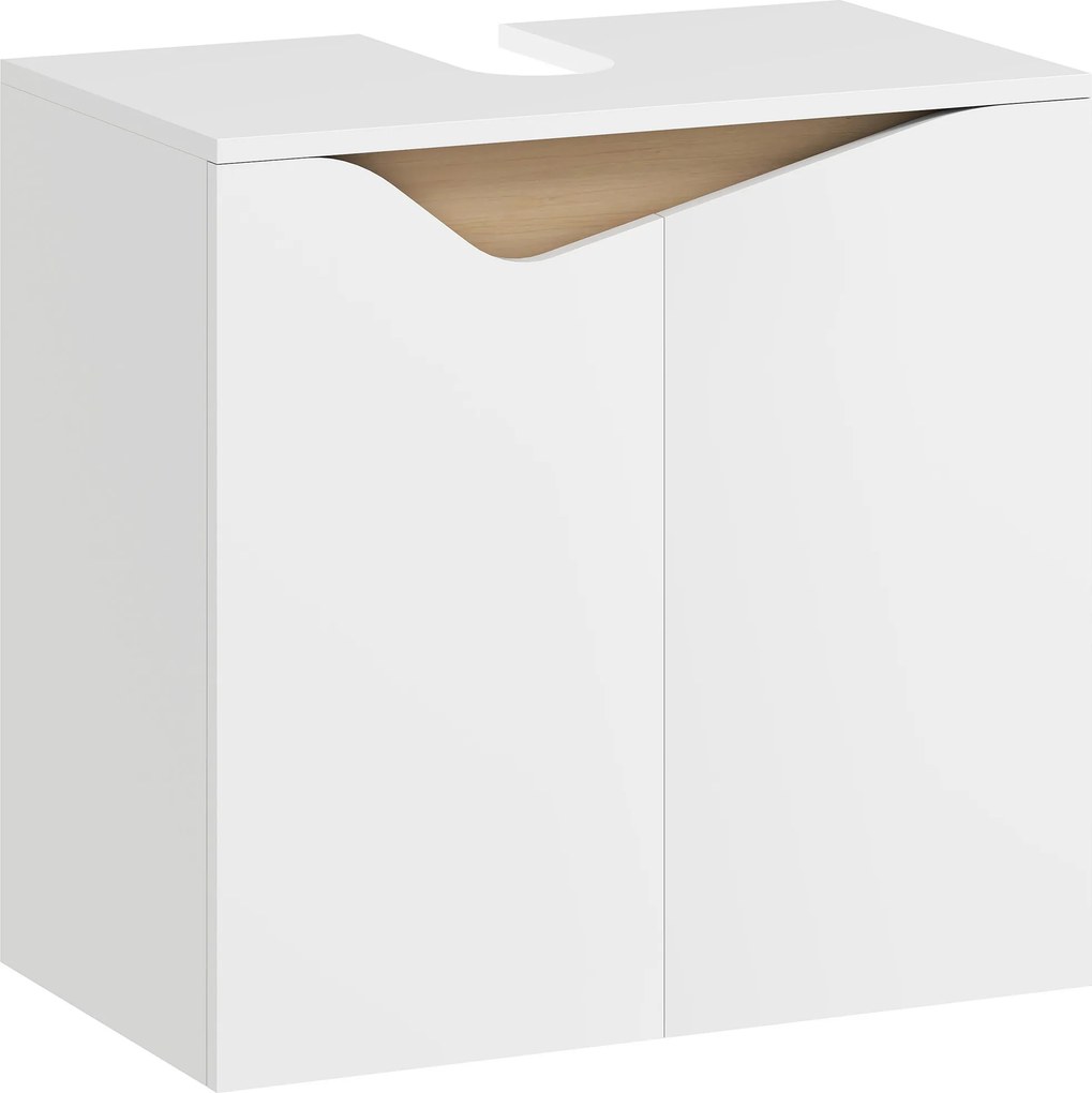 HOMCOM podumyvadlová skříňka s tlumeným dovíráním, bílá/přírodní dekor — 60 × 35 × 57,9 cm (23,6 × 13,8 × 22,8 palce)