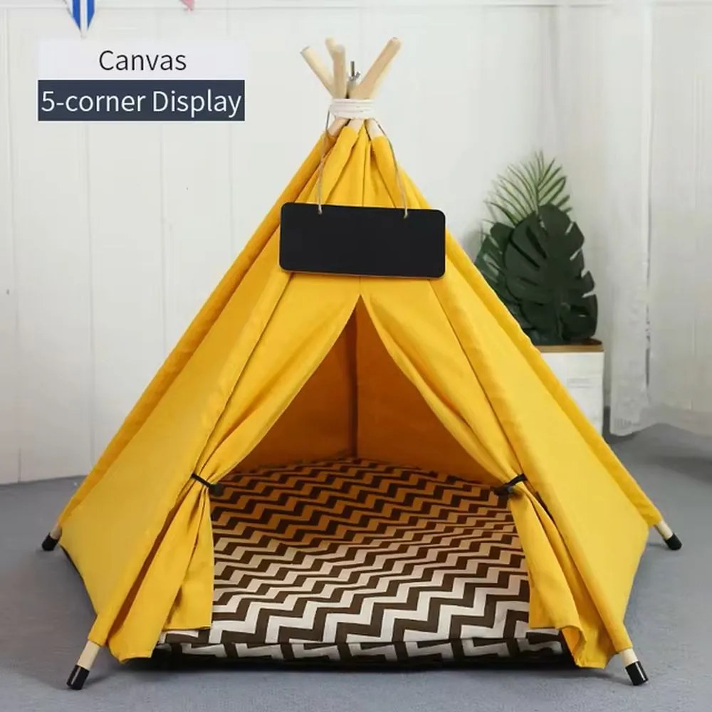 Kvalitní teepee pro psy i kočičky - 3 velikosti/12 barev Barva: žlutá (YE BN), Velikost: M