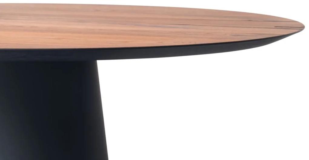 Hnědý dubový jídelní stůl Marco Barotti 110 cm s matnou černou podnoží