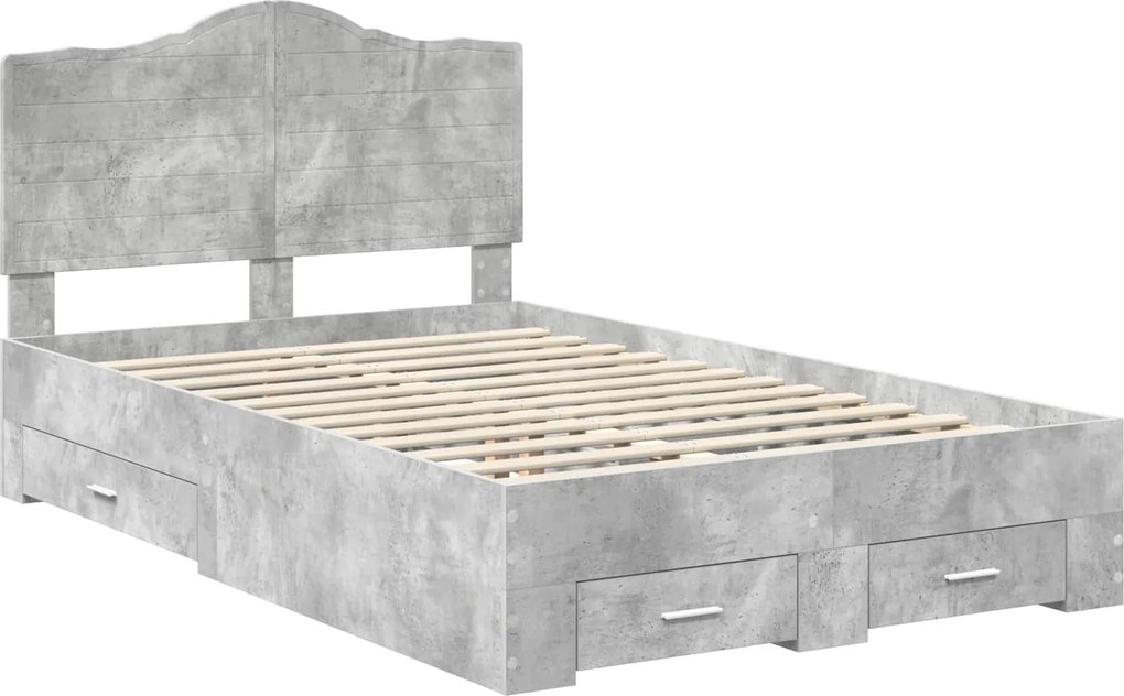 Rám postele s čelo Betonově šedá 135 x 190 cm Kompozitní dřevo 3413615
