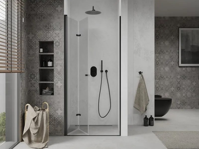 Mexen Lima skládací sprchové dveře 90 cm, transparentní, černé - 856-090-000-70-00