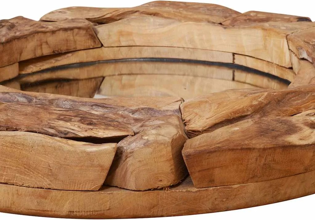 Dekorativní zrcadlo, kulaté, teak, 80 cm 244561