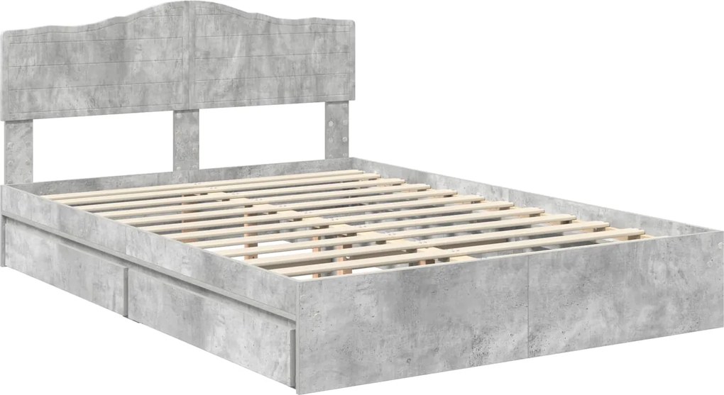 Postel s úložným prostorem s čelo Betonově šedá 150 x 200 cm 3413085