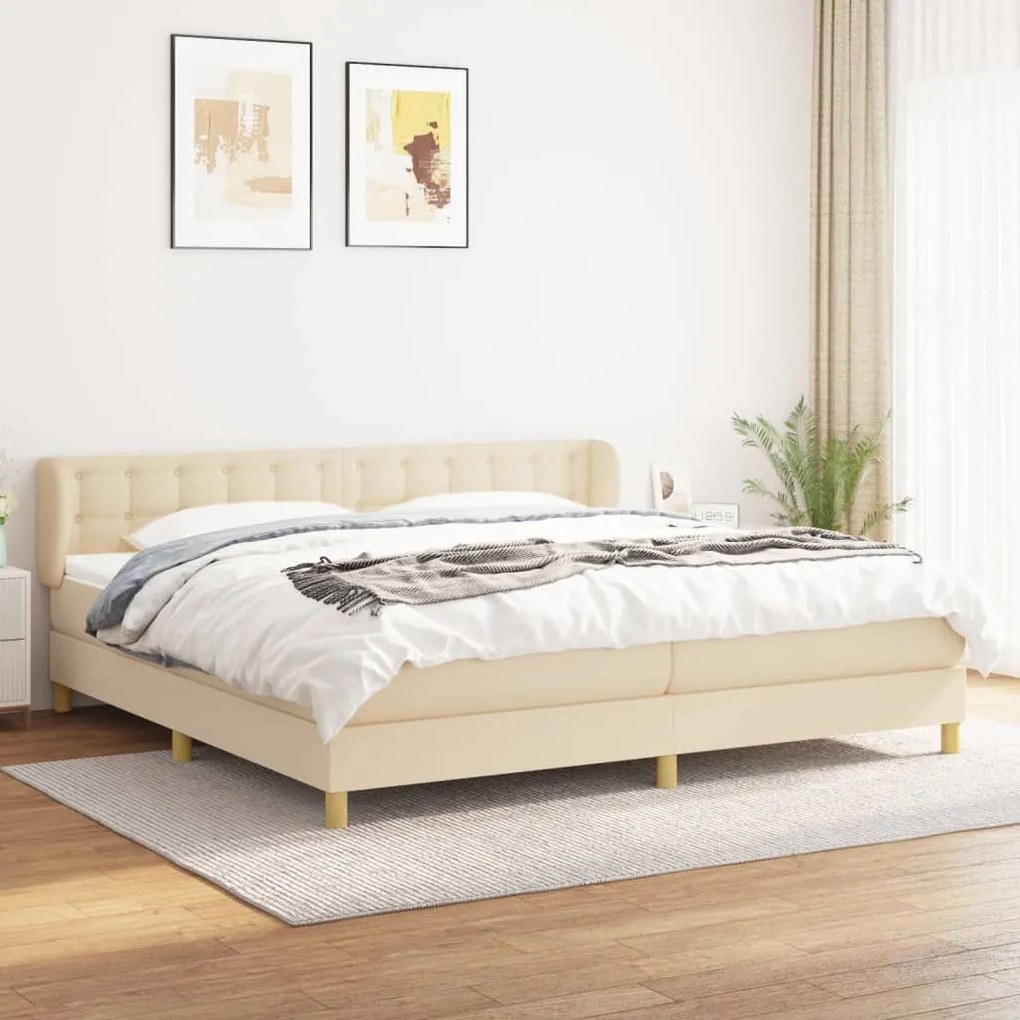 Box spring postel s matrací krémová 140x190 cm textil