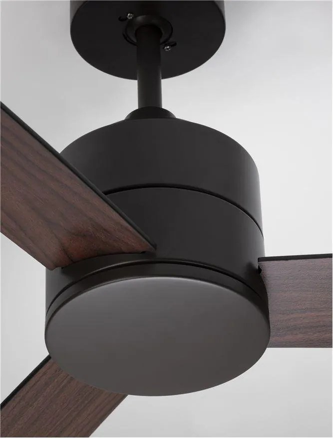 NV 9952350 Stropní ventilátor AXEL černý hliník a listy ořech - NOVA LUCE