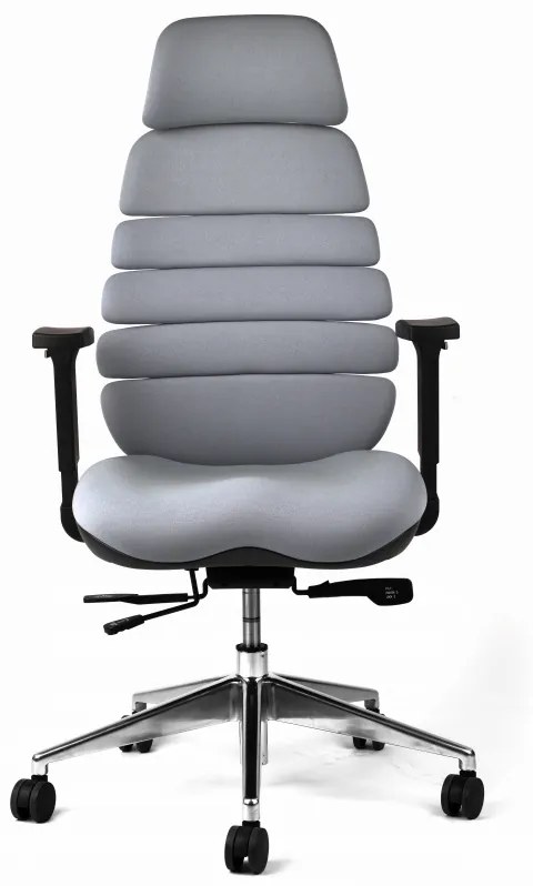 MERCURY STAR Kancelářská ergonomická židle SPINE s podhlavníkem — látka, nosnost 130 kg Šedá