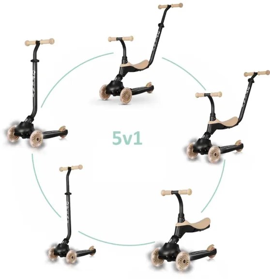 QPlay - Dětská koloběžka 5v1 SEMA béžová