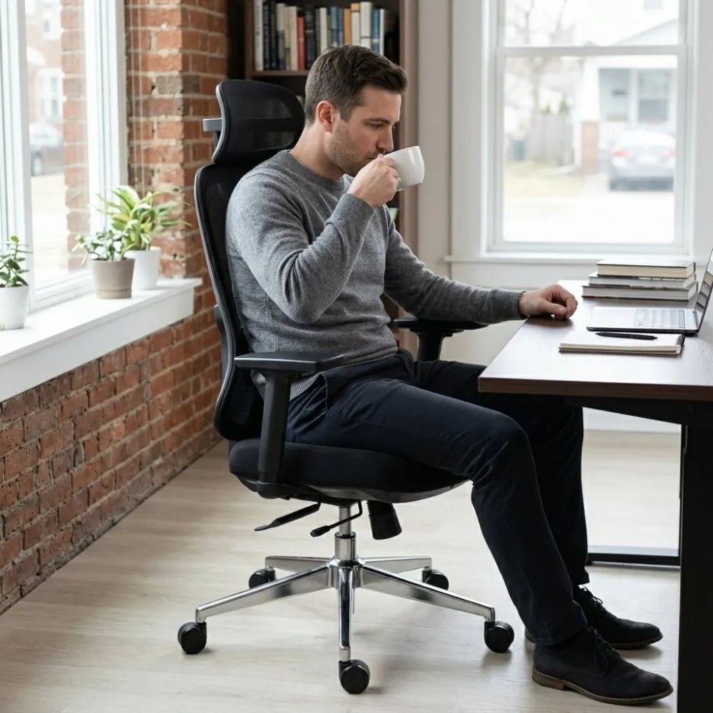 Kancelářská ergonomická židle Neoseat ALLY — síť / látka, černá, nosnost 150 kg