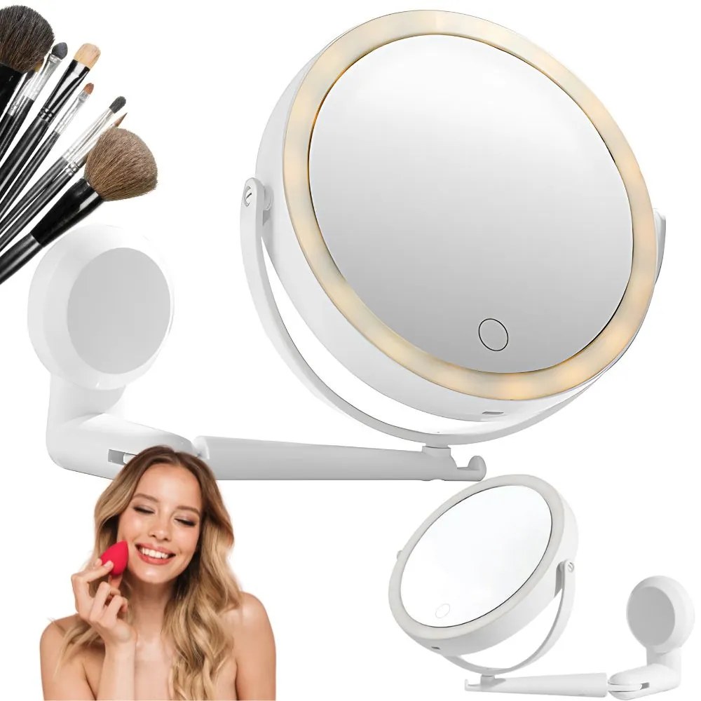 Verk Group Led make-up zrcadlo otočné zvětšovací zrcadlo s 360° nástěnným držákem