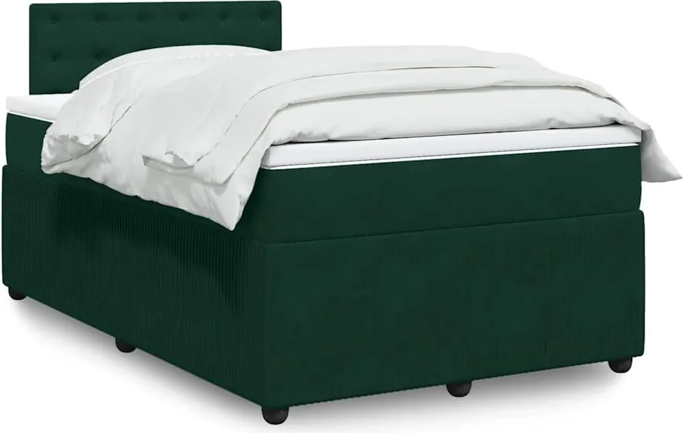 Box spring postel s matrací tmavě zelená 120x190 cm samet 3287701