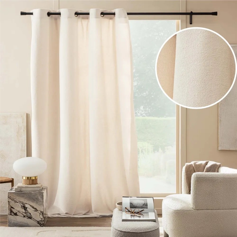 Krémový závěs z materiálu bouclé 140x260 cm Winona – douceur d'intérieur