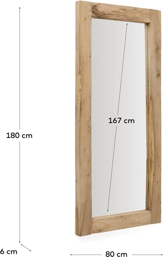 Nástěnné zrcadlo s dřevěným rámem 80x180 cm Maden – Kave Home