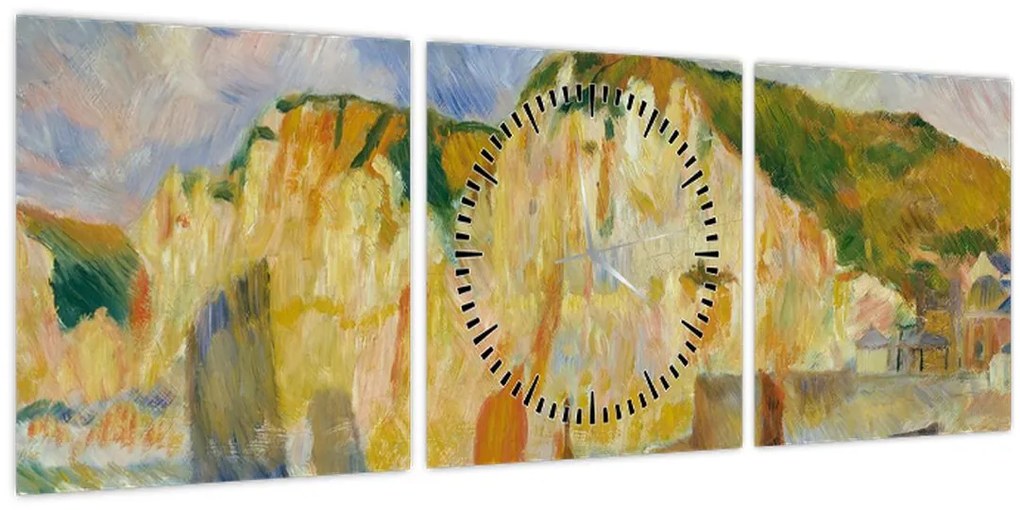 Obraz - Auguste Renoir, Sea and Cliffs, reprodukce (s hodinami) (90x30 cm)