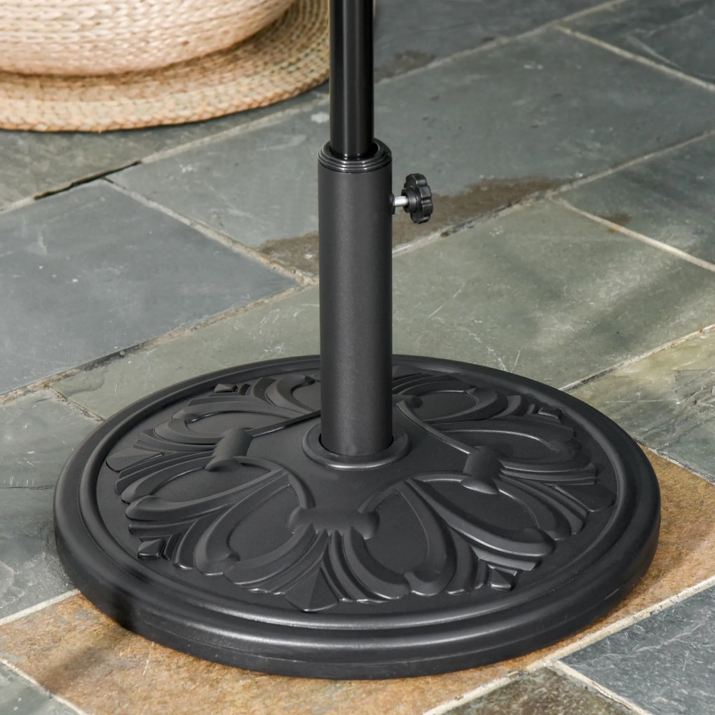 Stojan na slunečník Outsunny Ø48 x 34 cm pro slunečníky Ø35/Ø38/Ø48 mm, z plastu a cementu, starožitně černý, stabilní podpěra pro zahradu a terasu |