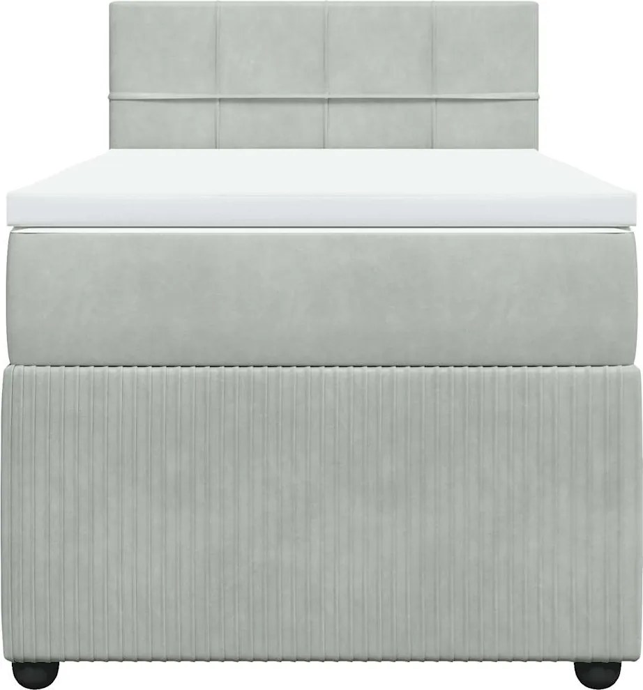 Box spring postel s matrací světle šedá 100x200 cm samet 3289962