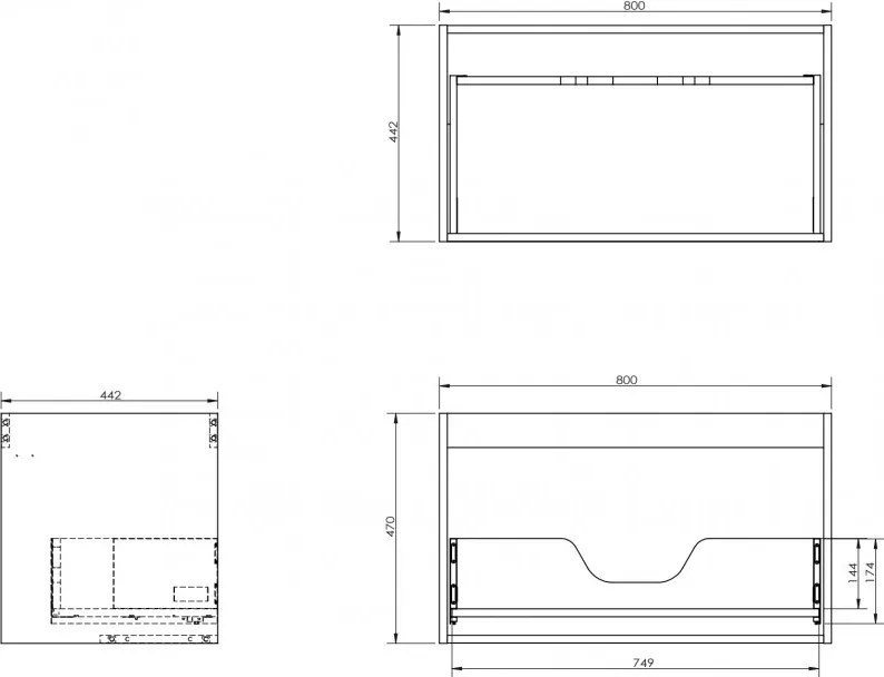 Mexen Box-A, závěsná skříňka 80 cm, 1 zásuvka, ořech, 91AX0-0800-470-1-86