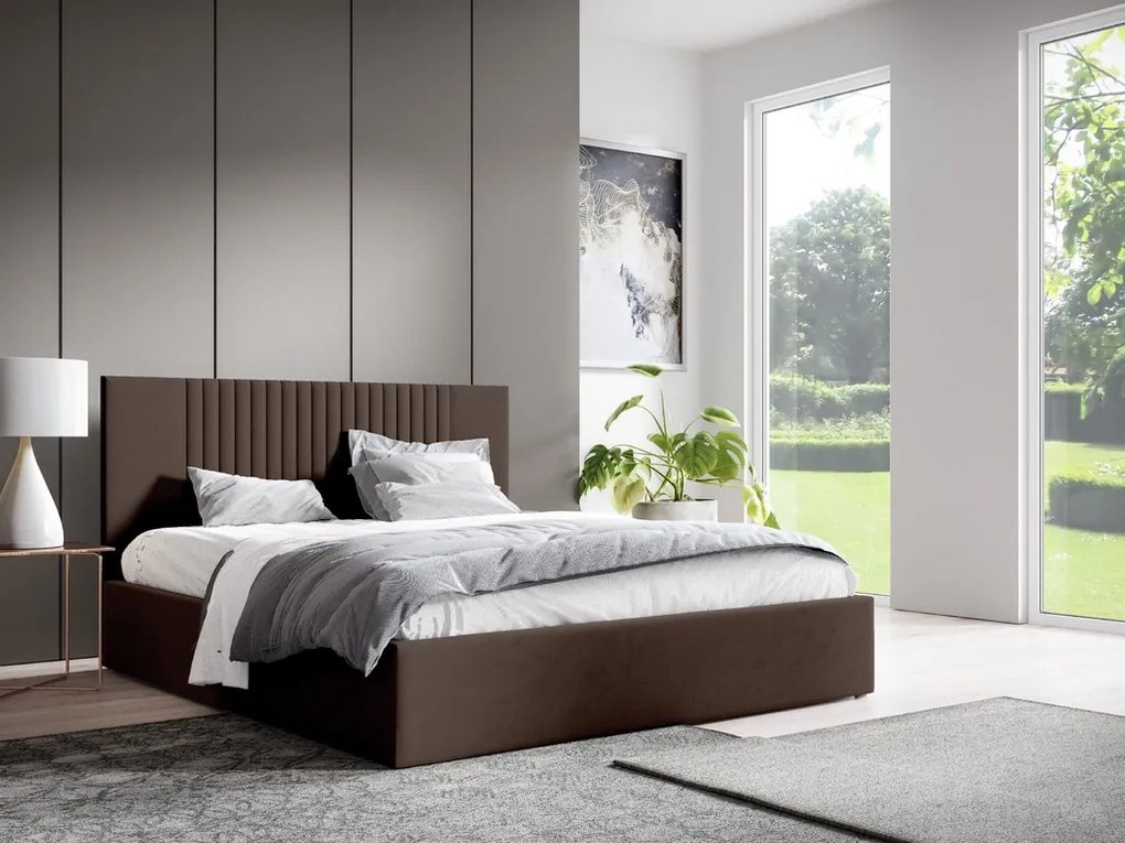 Eka Čalouněná postel LINA 140x200 cm Barva látky Trinity: Černá (Trinity 2316), Úložný prostor: Bez úložného prostoru