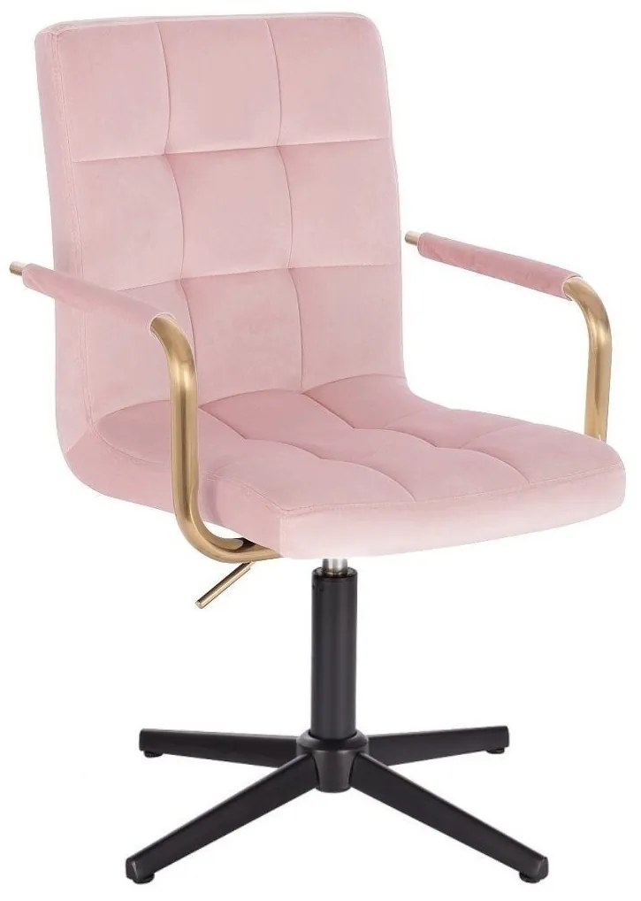 LuxuryForm DESIGN Otočná židle VERONA GOLD VELUR na černém kříži - růžová