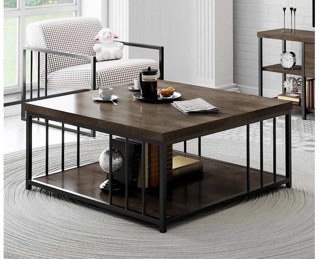 Designový konferenční stolek Natine 90 cm ořech / černý