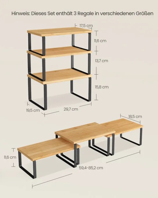 Sada kuchyňských polic KCS014YL03 (3 ks)