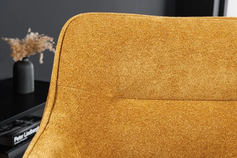 Designová otočná židle Rahiq hořčičný samet