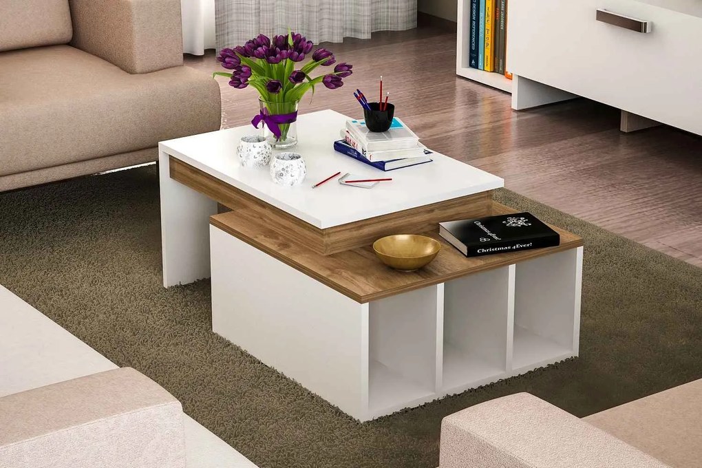 Designový konferenční stolek Calais 90 cm ořech bílý