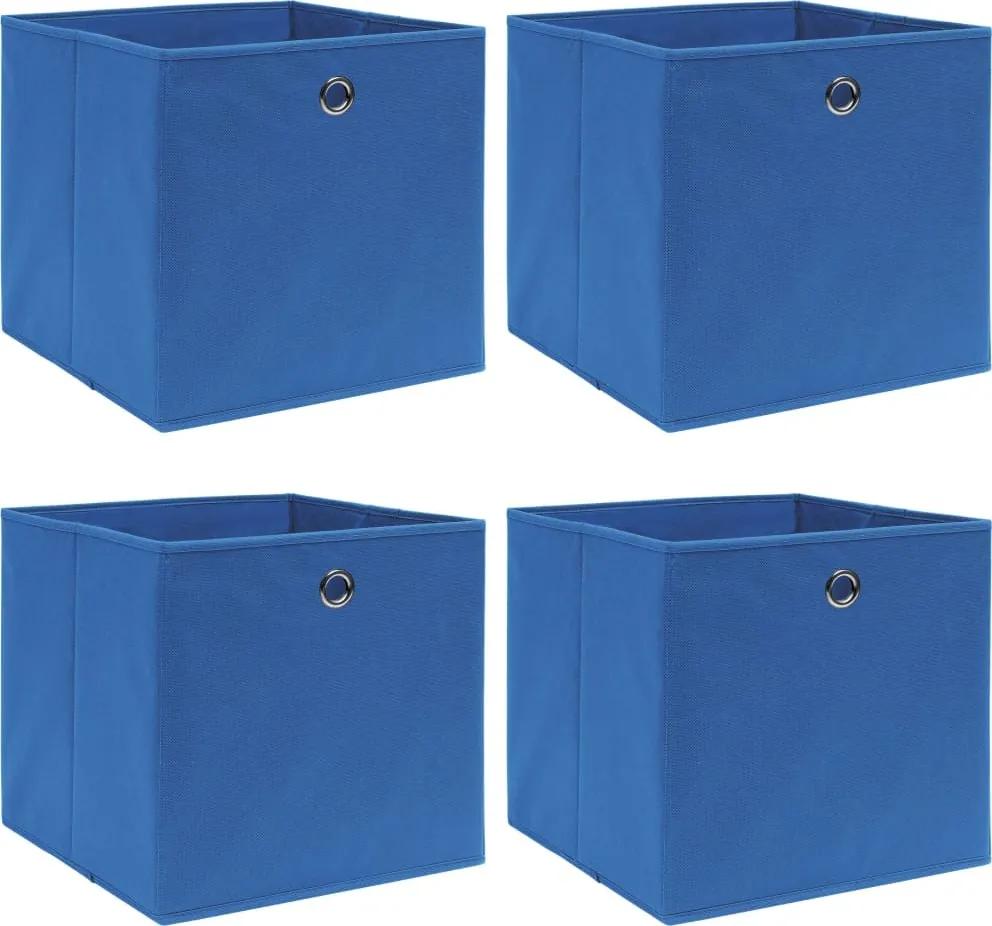 vidaXL Úložné boxy s víky 4 ks modré 32 x 32 x 32 cm textil [288346] Barva: bílá s víky