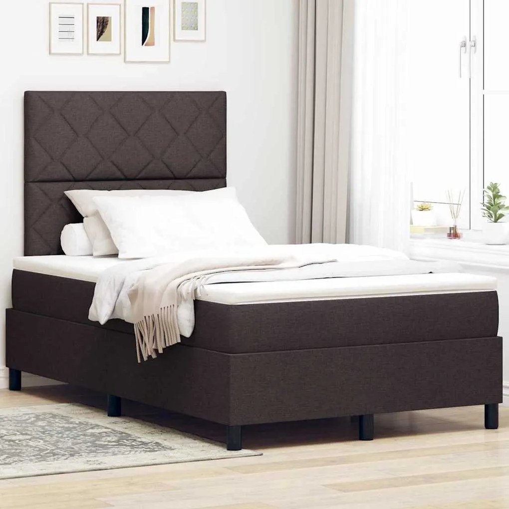 Postel s boxspringem s čelo Tmavě hnědá 120 x 190 cm textil 3339451