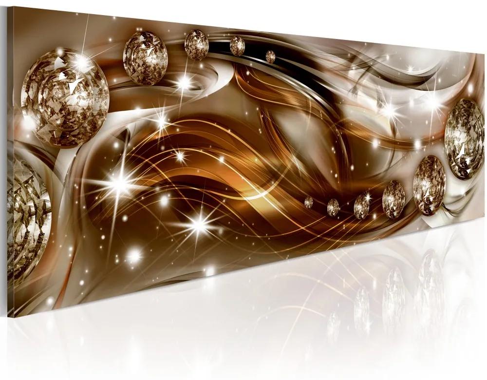 Obraz na plátně Bimago - Ribbon of Bronze and Glitter 150x50 cm