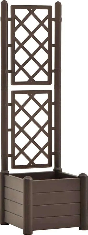Zahradní truhlík s treláží 43 x 43 x 142 cm PP moka 313980