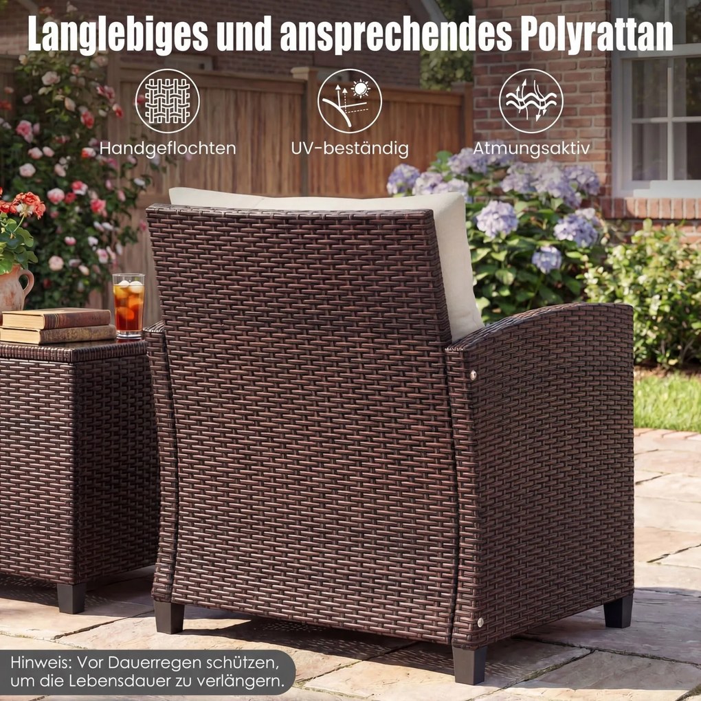 Costway 3-dílný. Polyratanový salonek Gartenmöbel Rattan Sitzgruppe mit