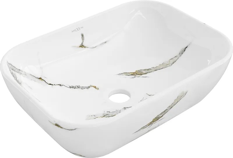 Mexen Rita, umyvadlo na desku 455x325x135 mm, bílá-imitace bílého kamene, 21084581