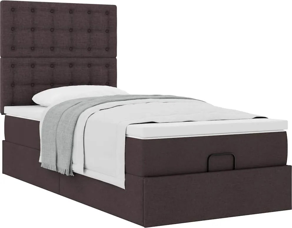 Osmanský rám postele s matrací tmavě šedá 90x190cm textil 3313288