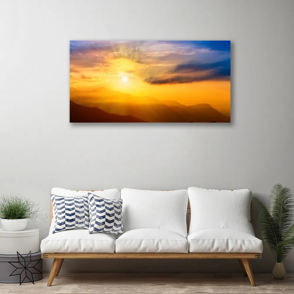 Obraz na plátně Hory Slunce Mraky Krajina 120x60 cm