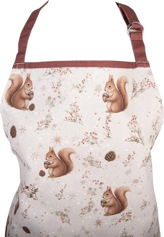 Béžová bavlněná zástěra s veverkami Tiny Squirrel - 70*85 cm