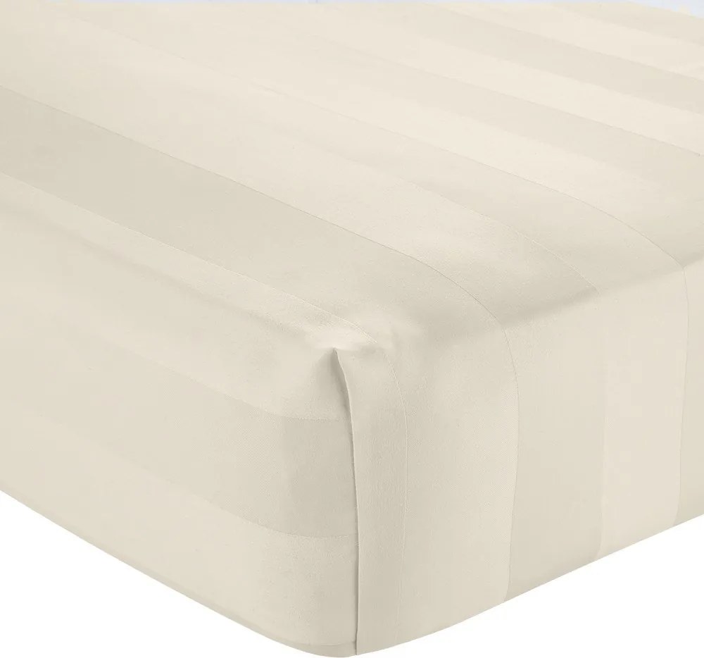 Krémové napínací saténové prostěradlo 150x200 cm So Soft Satin Stripe – Catherine Lansfield